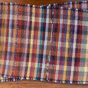 Handwoven Machine Washable Rag Rug Placemats in Warm Rust, Grey, and ...