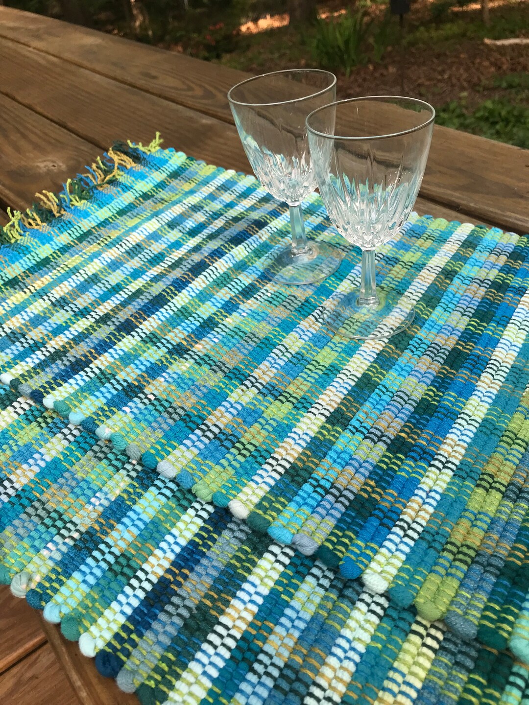 Placemat Set Bermuda Blue Green Handwoven Machine Washable - Etsy
