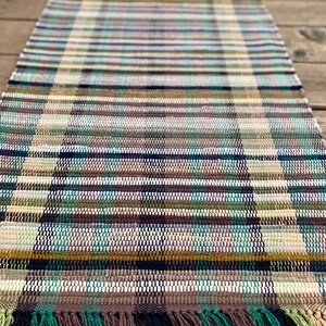 Bold Stripe Earth Tone and Olive Machine Washable Rag Rug Handwoven in ...