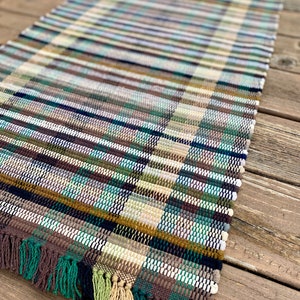 Bold Stripe Earth Tone and Olive Machine Washable Rag Rug Handwoven in ...