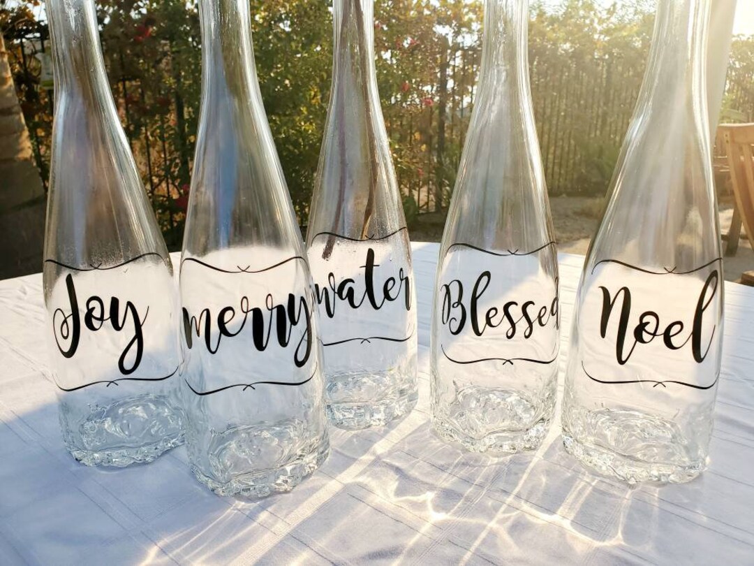 6 Custom Wine Bottle BLESSED Joy Noel Gather Grateful Magnolia Style ...