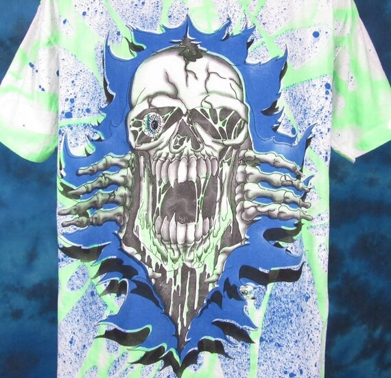Vintage 90s SKELETON ALL-OVER Print T-Shirt *Large* p… - Gem