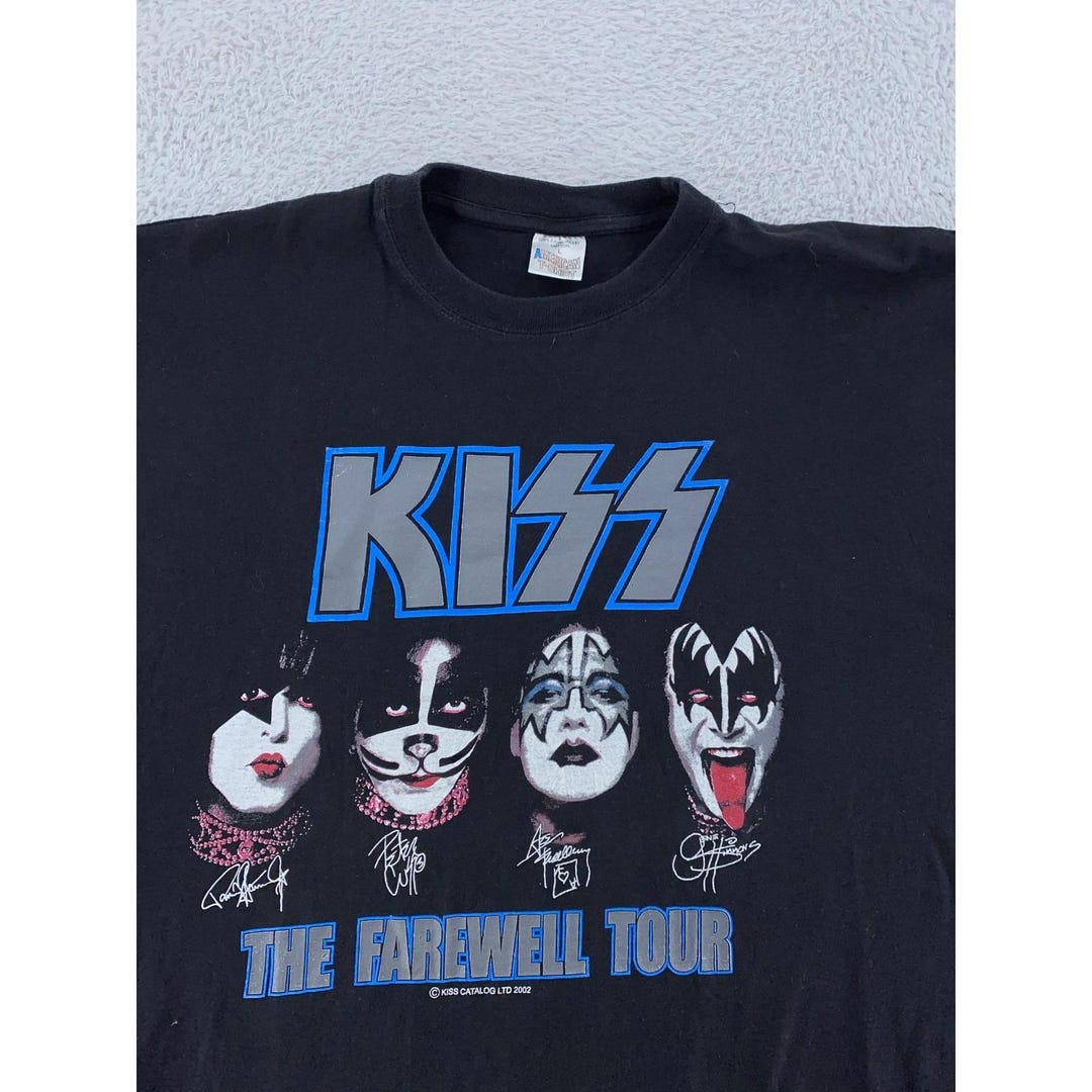 Vintage 2002 KISS Farewell Tour Shirt Mens Large Black Rock Band Tee ...