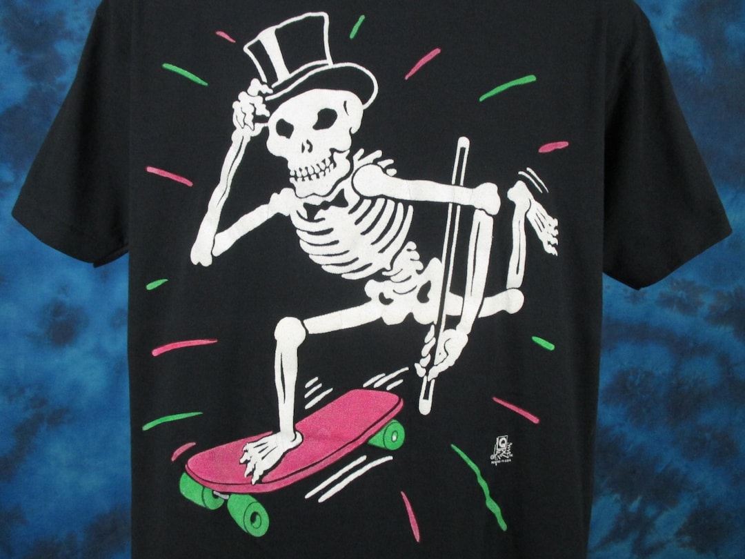 Vintage 80s Skate TUXEDO SKELETON Cartoon T-shirt *small* Punk ...