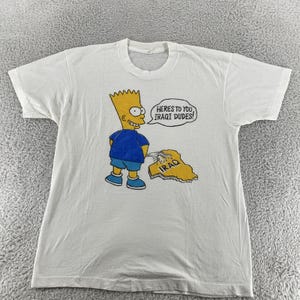 Vintage Bart Simpson Iraq War Shirt Medium White 90s Satire Cartoon Tee ...