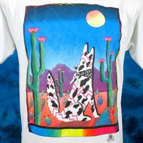 Small*** Vintage 80s HOWLING WOLF DESERT Sunset Carto… - Gem