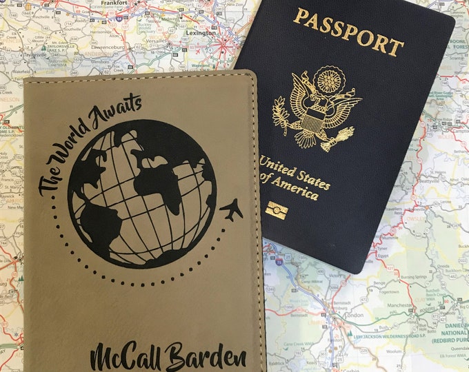 The World Awaits Passport Holder - Personalized Passport Holder ...