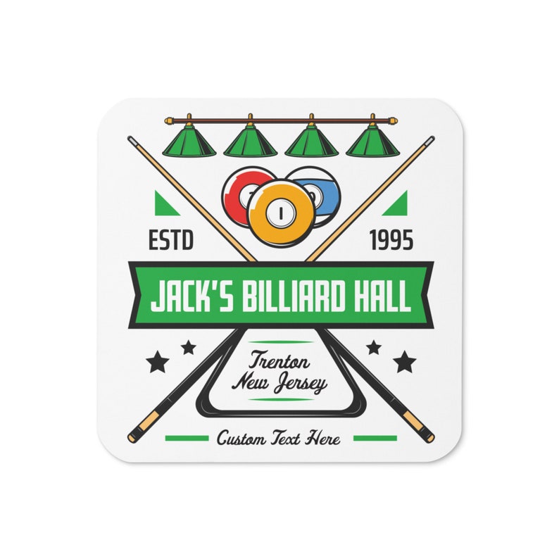 Personalized Billiard Hall Cork-backed Coaster Custom Pool Coaster ...