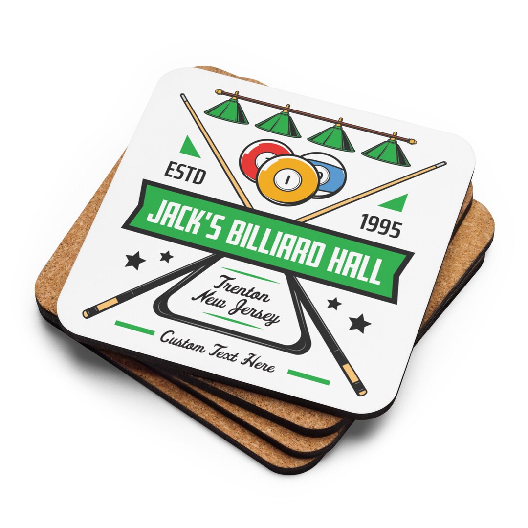 Personalized Billiard Hall Cork-backed Coaster Custom Pool Coaster ...