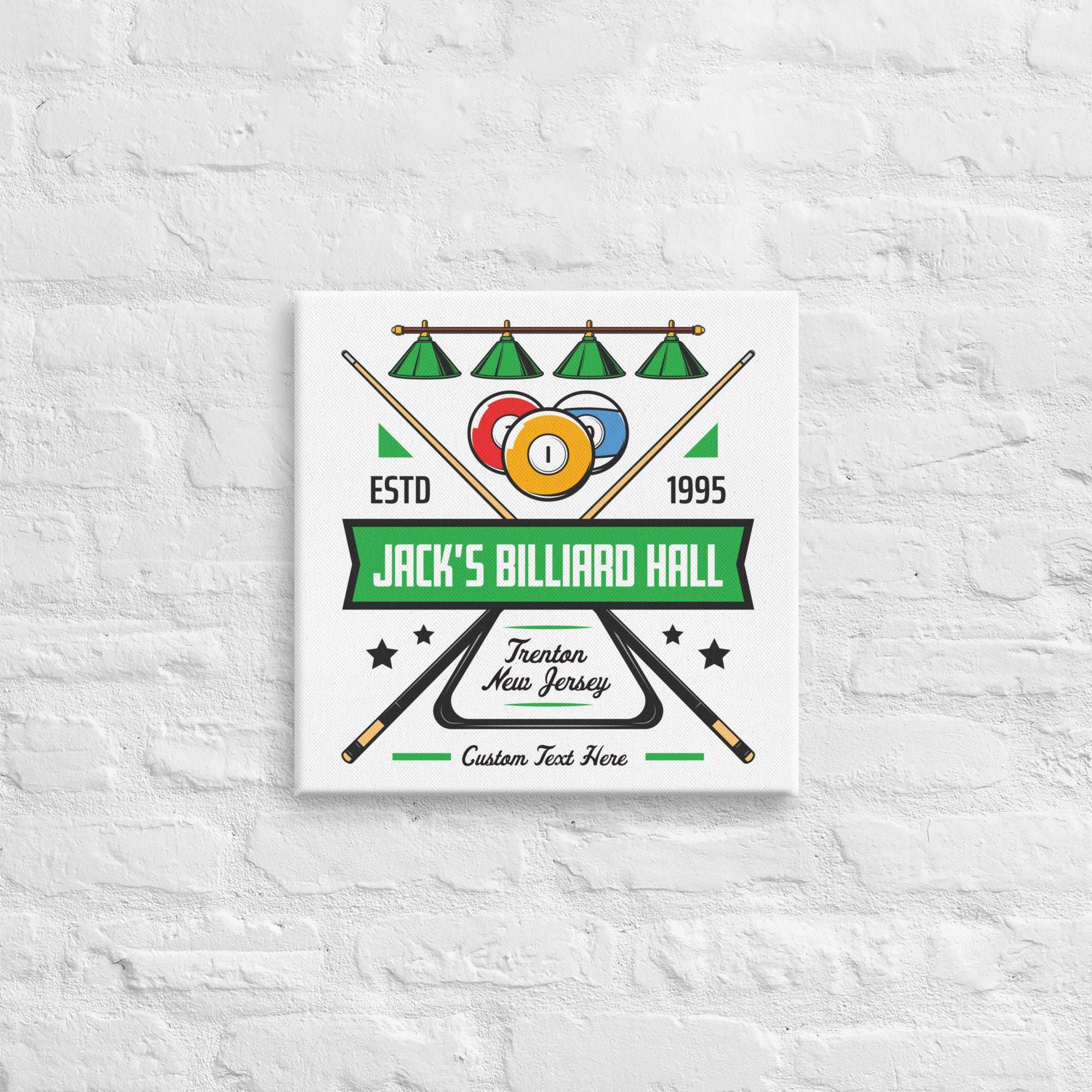 Personalized Billiard Hall 16x16 Inch Canvas Pool Hall Poster Gift for ...