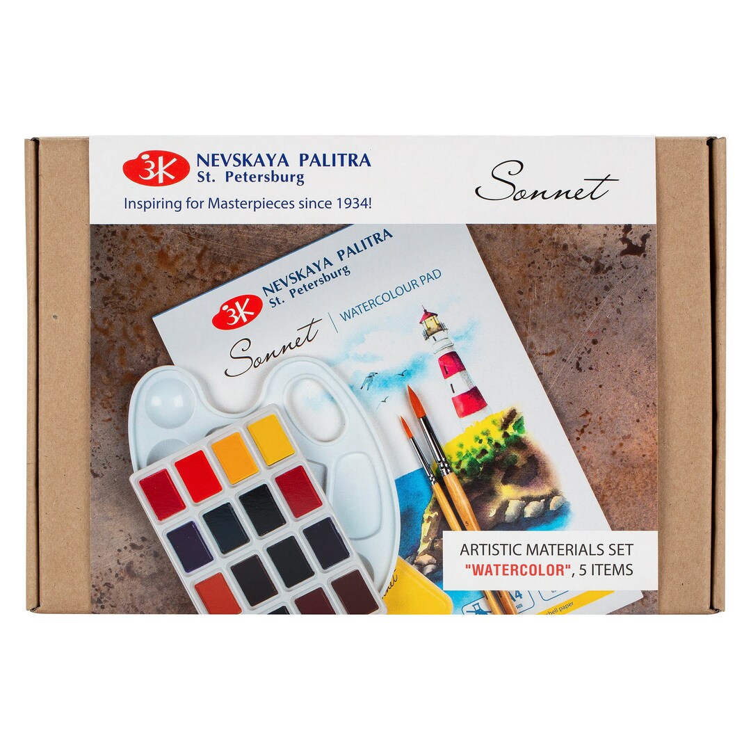 Watercolor Paint GIFT Kit Set SONNET® 16 Colors 2.5ml Full Pan Palette ...