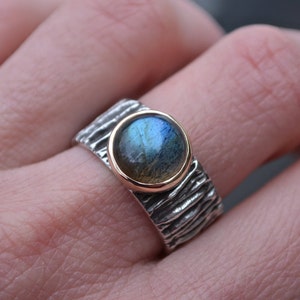 Labradorite Wide Band Ring, Labradorite Ring, Labradorite Gold ...