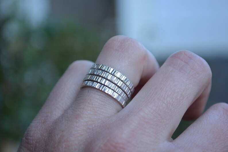 Tree Bark Stacking RingsStackings Rings Sterling Stacking | Etsy