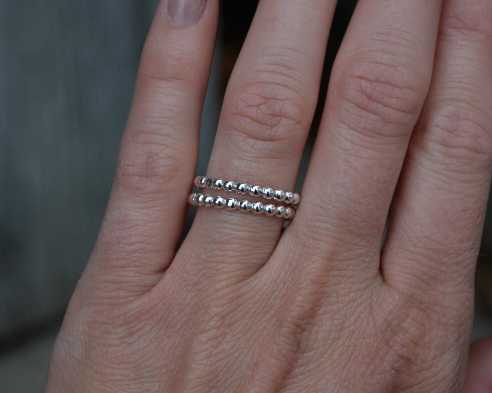 Beaded Stacking Ring Beaded Band Sterling Silver Stacking - Etsy