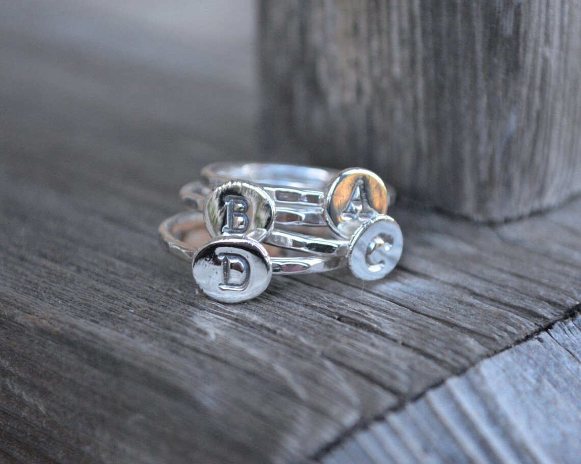 Initial Ring Initial Stacking Ring Personalized Stacking - Etsy