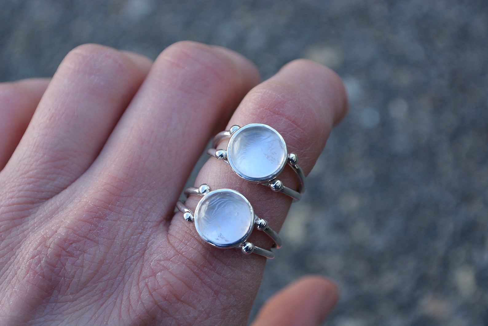 FINAL Sale-rose Quartz Double Band Ring Rose Quartz Ring - Etsy