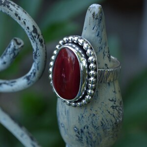 Red Alunite Ring Red Gemstone Ring Beaded Gemstone Ring | Etsy