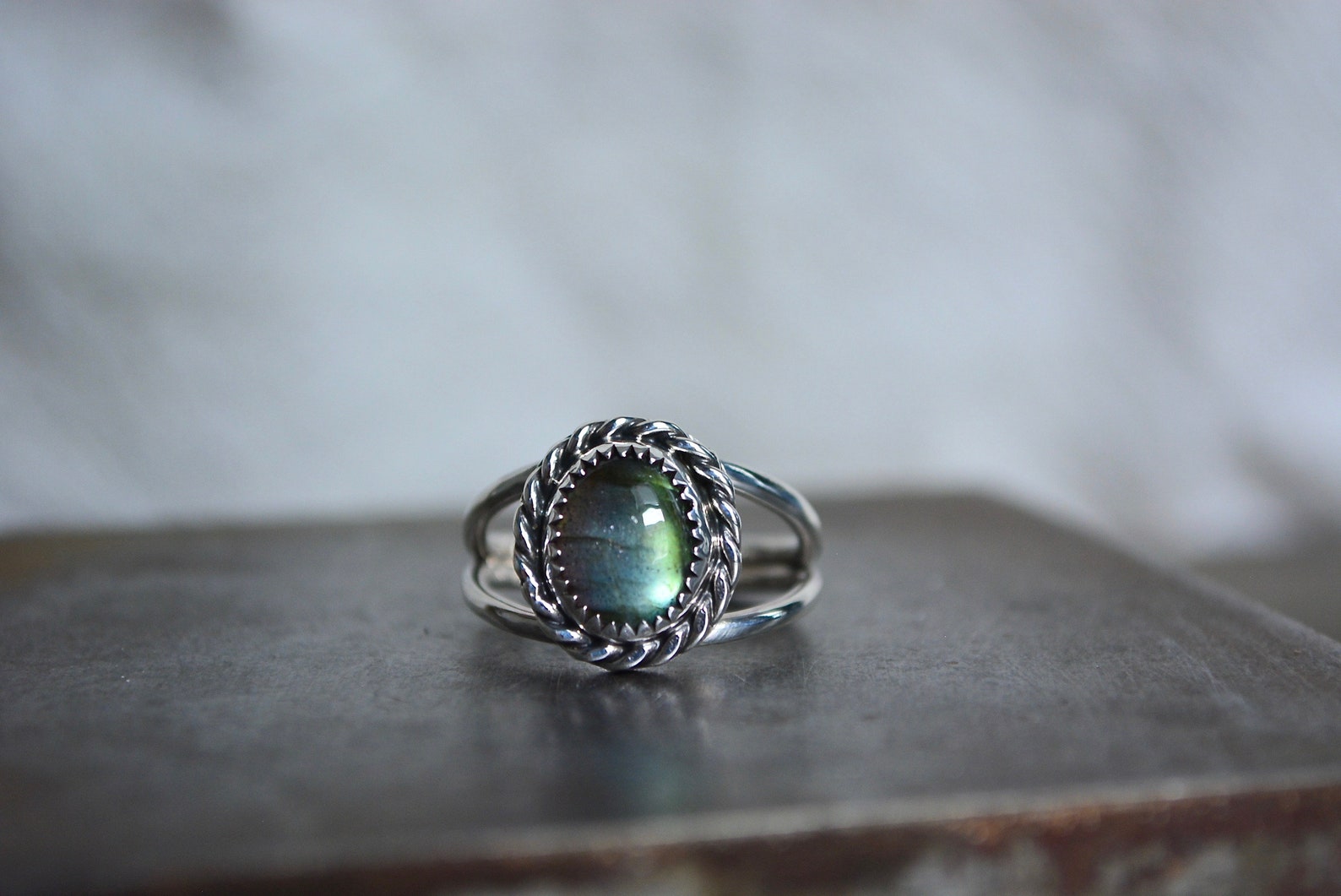 Labradorite Ring Labradorite Double Band Sterling Silver - Etsy