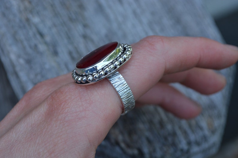 Red Alunite Ring Red Gemstone Ring Beaded Gemstone Ring | Etsy