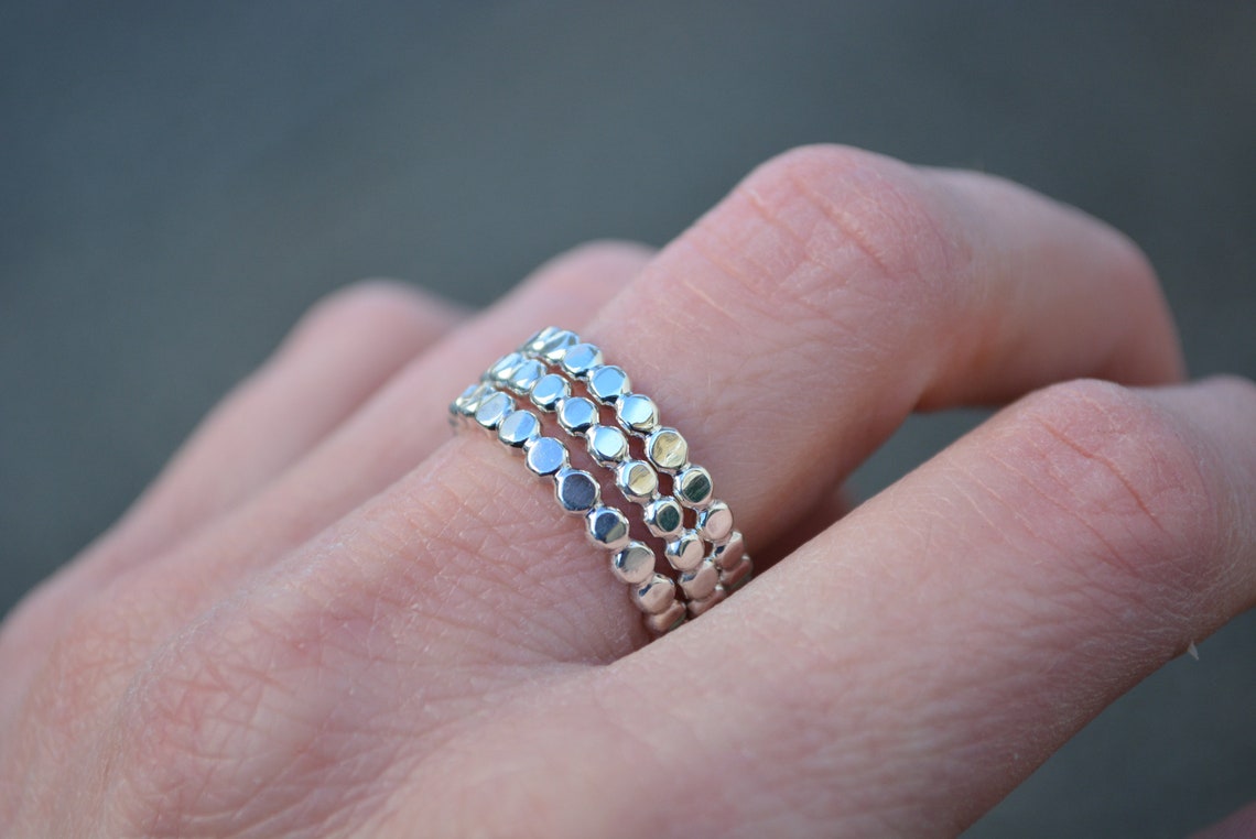 Beaded Stacking Ring, Stacking Ring, Sterling Silver Stacking Ring ...