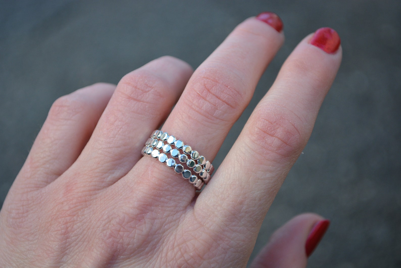 Beaded Stacking Ring, Stacking Ring, Sterling Silver Stacking Ring ...