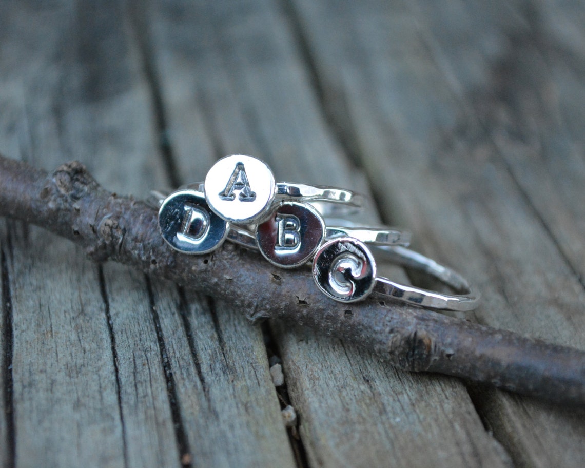 Initial Ring Initial Stacking Ring Personalized Stacking - Etsy