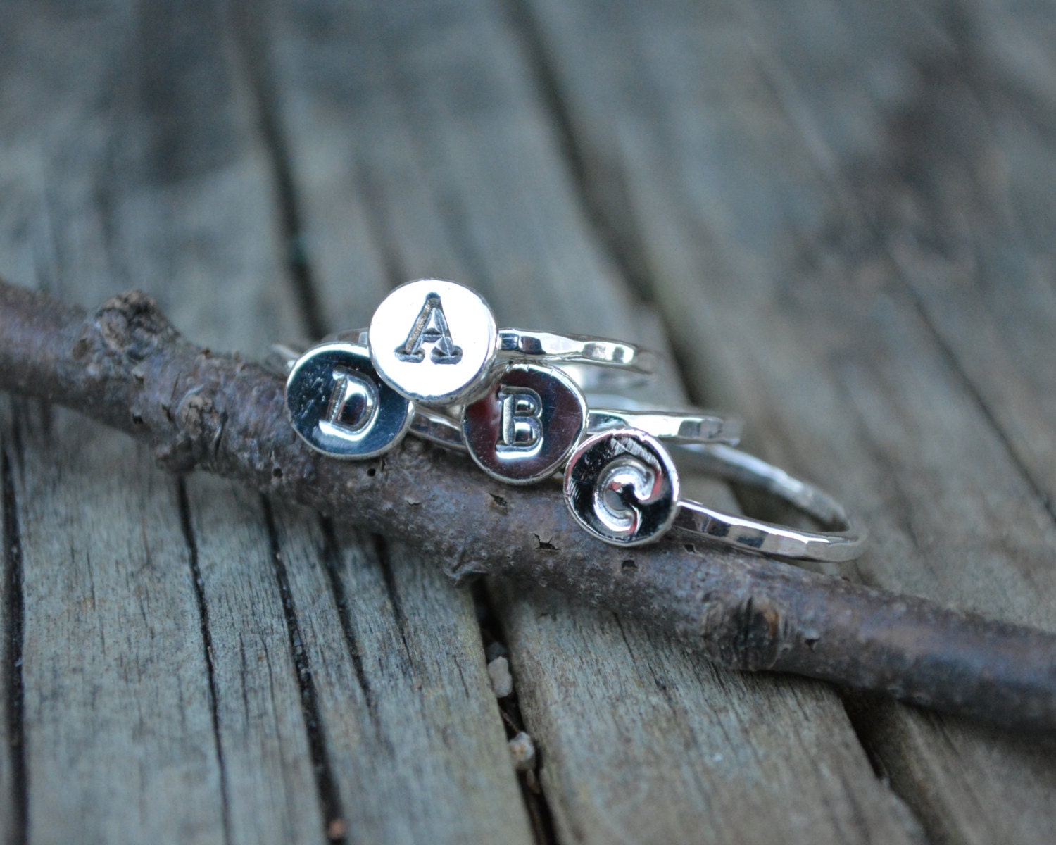 Initial Ring Initial Stacking Ring Personalized Stacking - Etsy