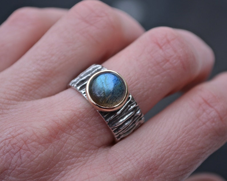 Labradorite Wide Band Ring, Labradorite Ring, Labradorite Gold ...
