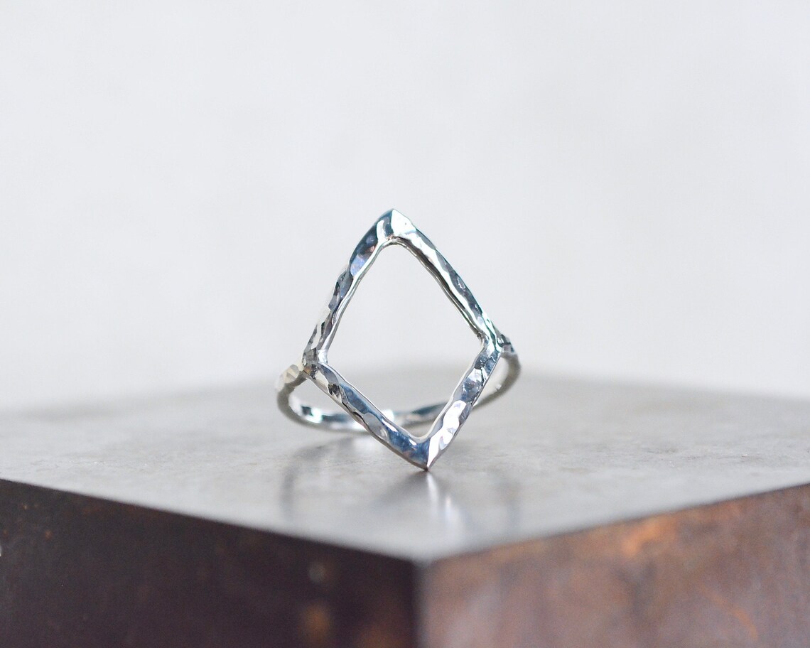 Diamond Shape Ring Geometric Ring Diamond Ring Diamond - Etsy