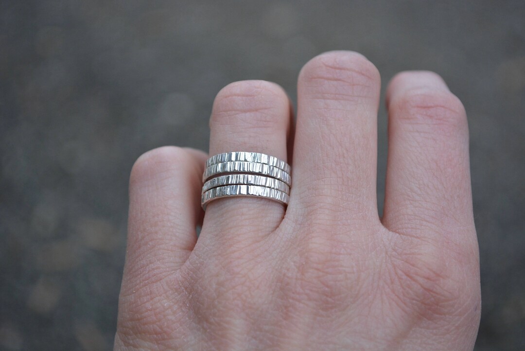 Tree Bark Stacking Rings,stackings Rings, Sterling Stacking Rings ...