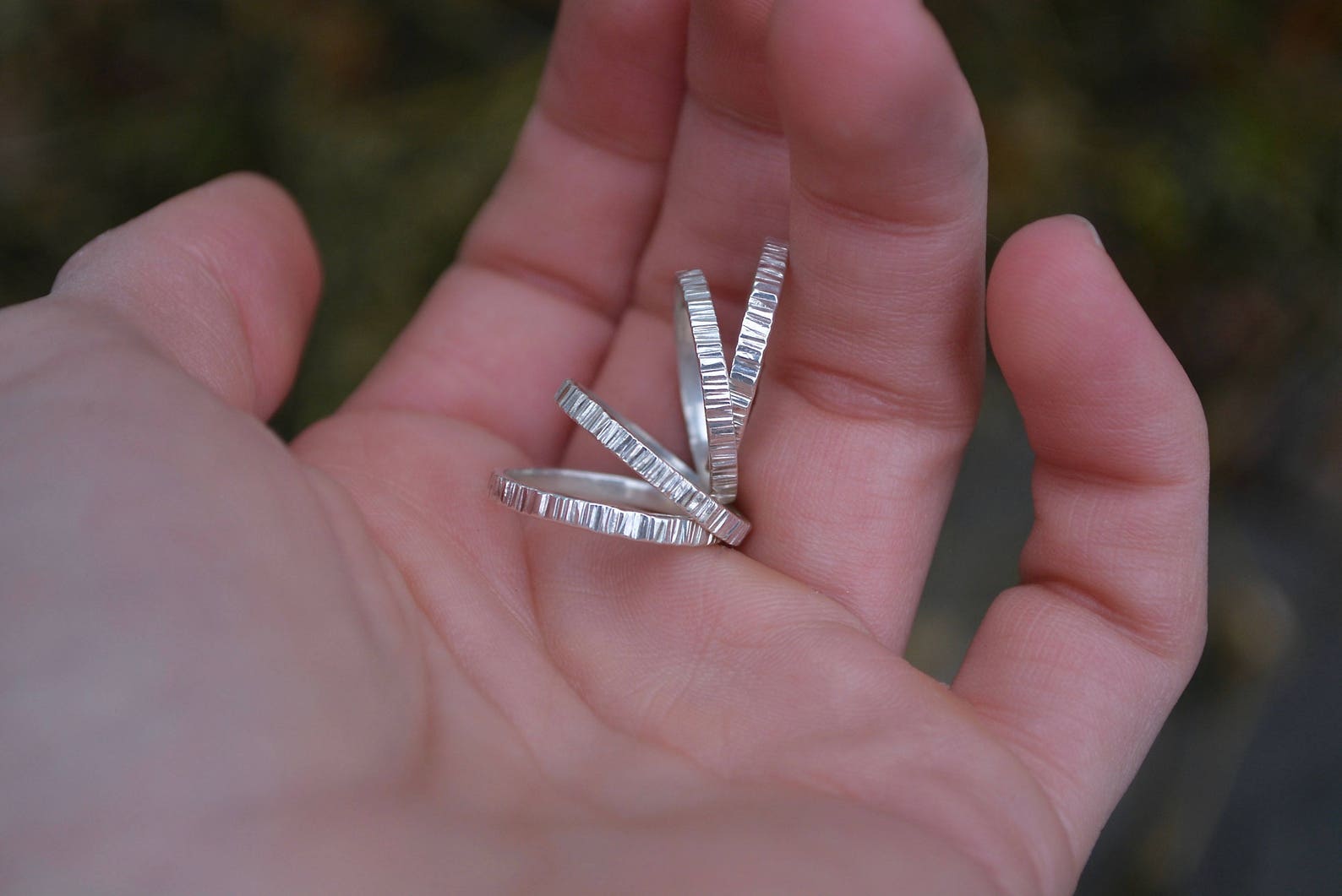 Tree Bark Stacking Ringsstackings Rings Sterling Stacking - Etsy