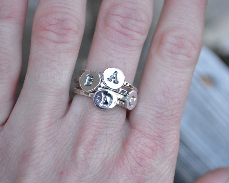 Initial Ring Initial Stacking Ring Personalized Stacking - Etsy
