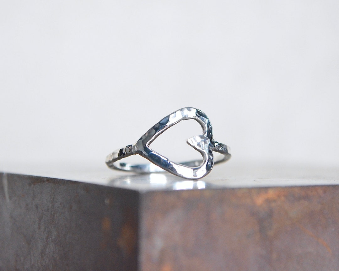 Heart Ring, Sterling Silver, Stacking Ring, Heart, Heart Jewelry, Heart ...