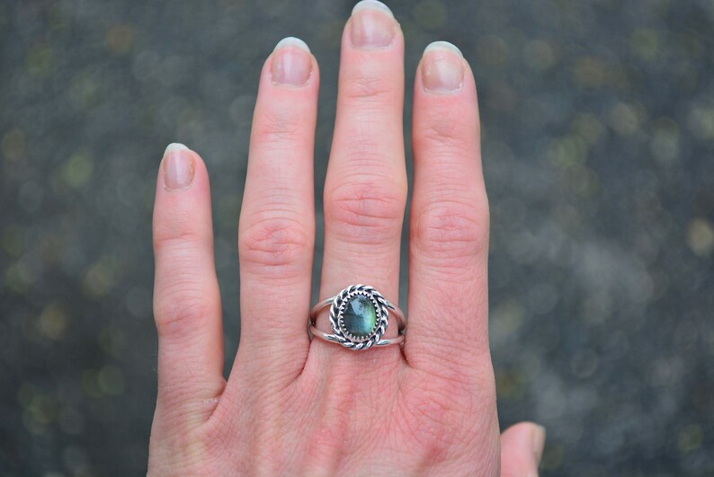Labradorite Ring Labradorite Double Band Sterling Silver | Etsy