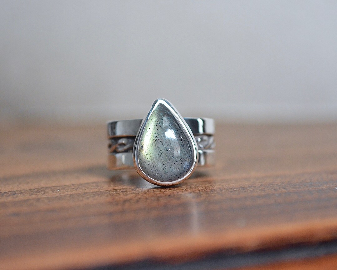 Labradorite Wide Ring, Labradorite Wide Band Ring, Labradorite Ring ...