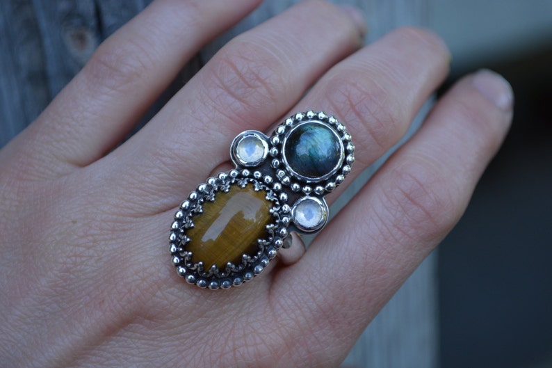 Labradorite Tigers Eye Ring, Labradorite, Tigers Eye,moonstone ...