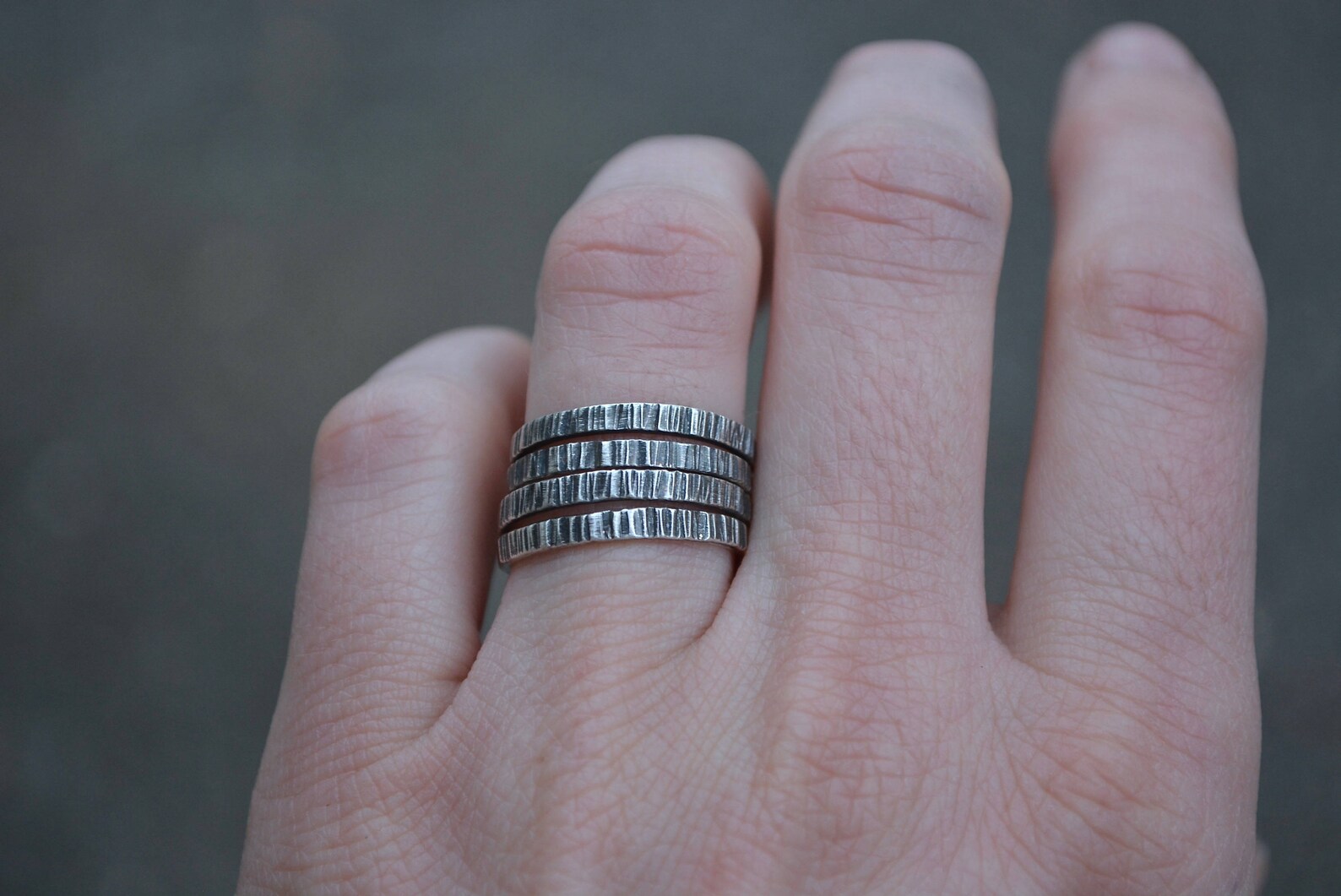 Tree Bark Stacking Ringsstackings Rings Sterling Stacking - Etsy