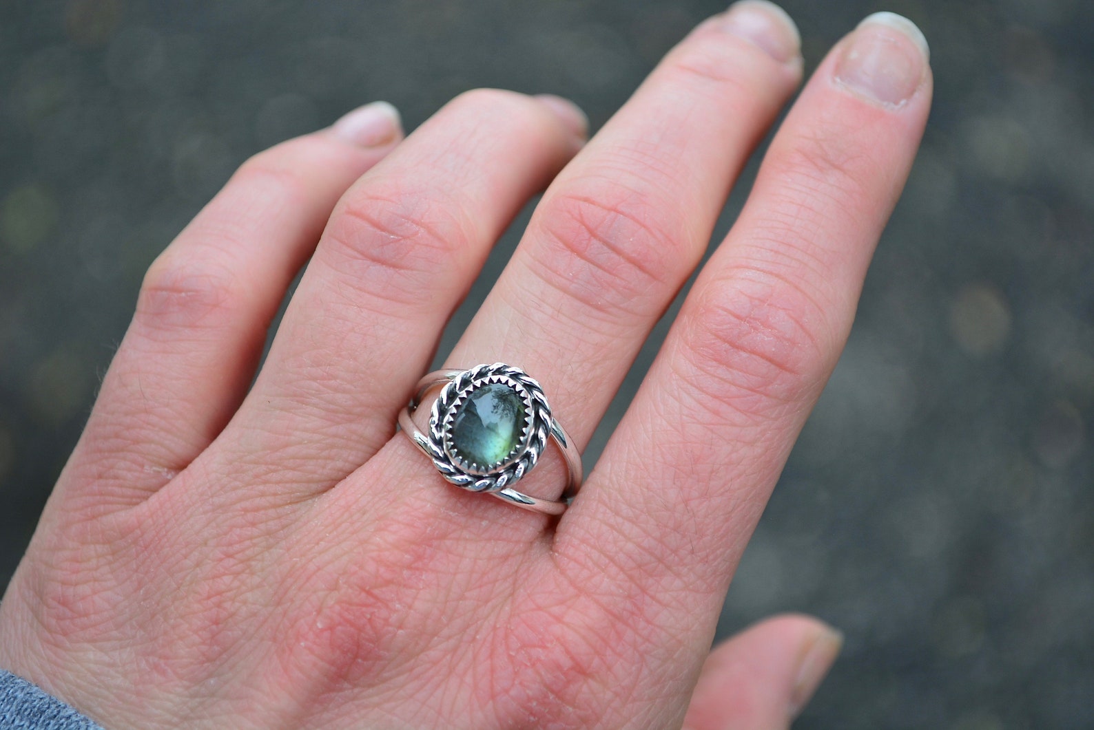Labradorite Ring Labradorite Double Band Sterling Silver - Etsy