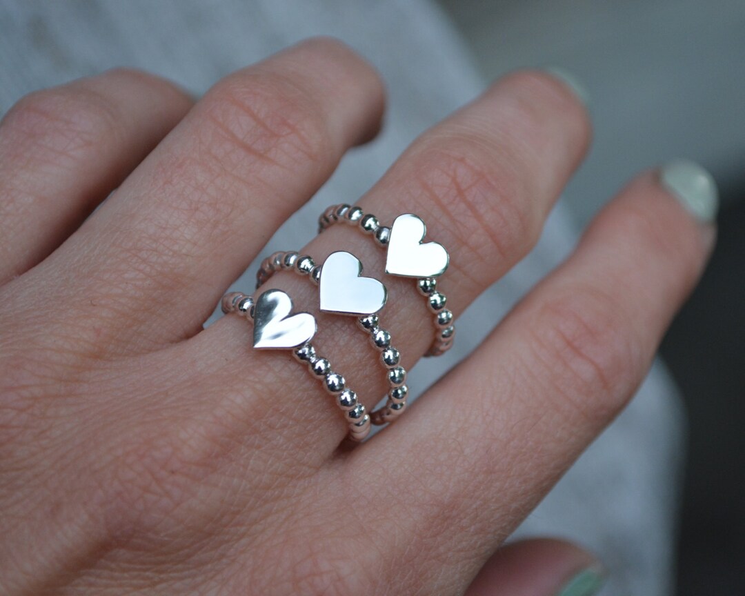 Heart Ring, Heart Stacking Ring, Stacking Ring, Heart, Love, Sterling ...