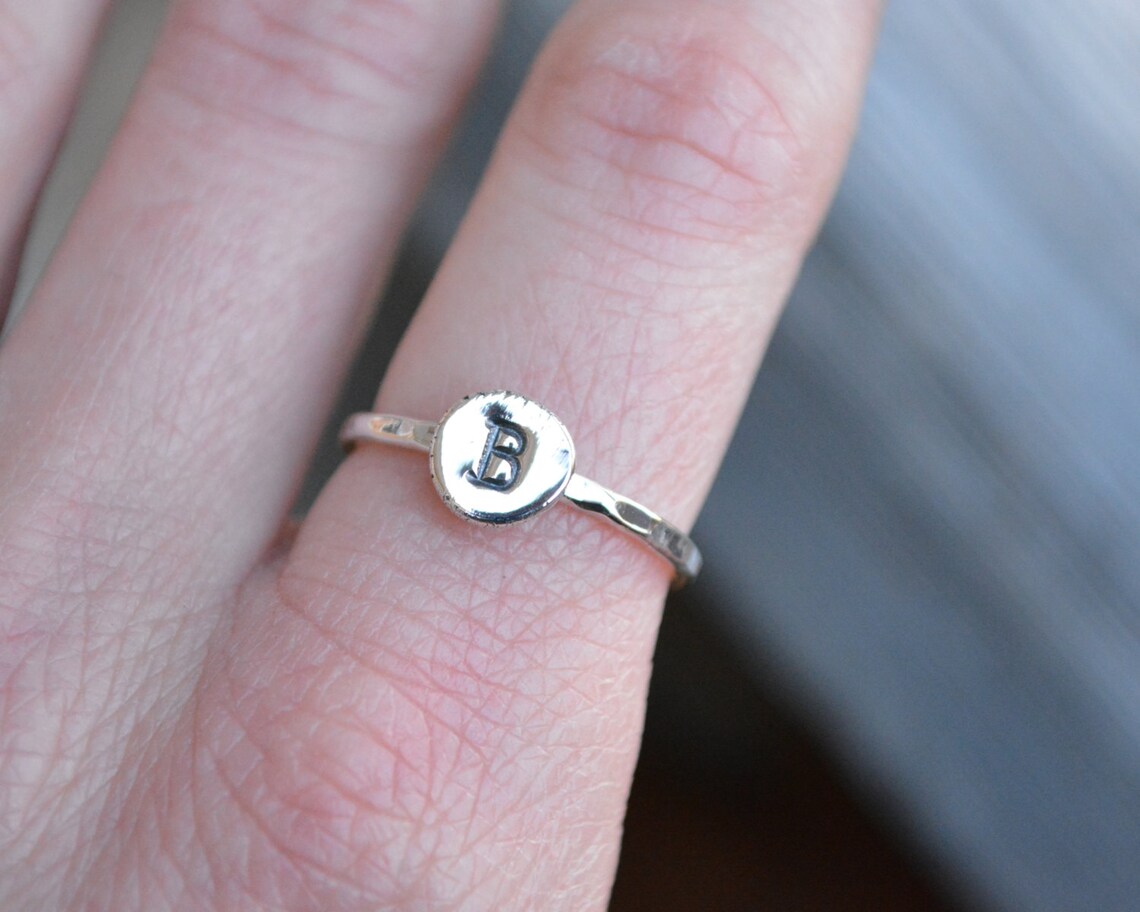 Initial Ring Initial Stacking Ring Personalized Stacking - Etsy