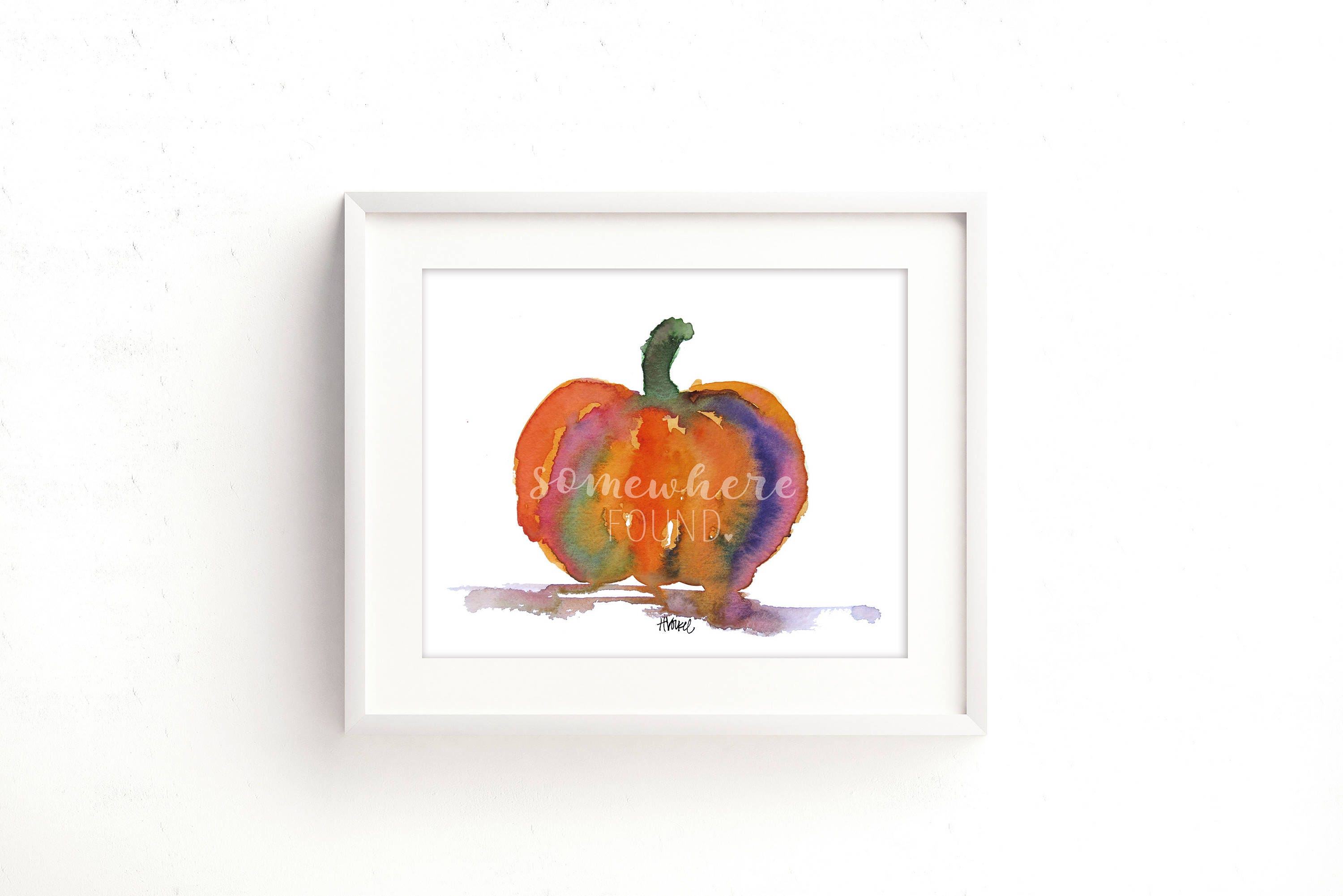 Colorful Pumpkin - Watercolor Print - Etsy