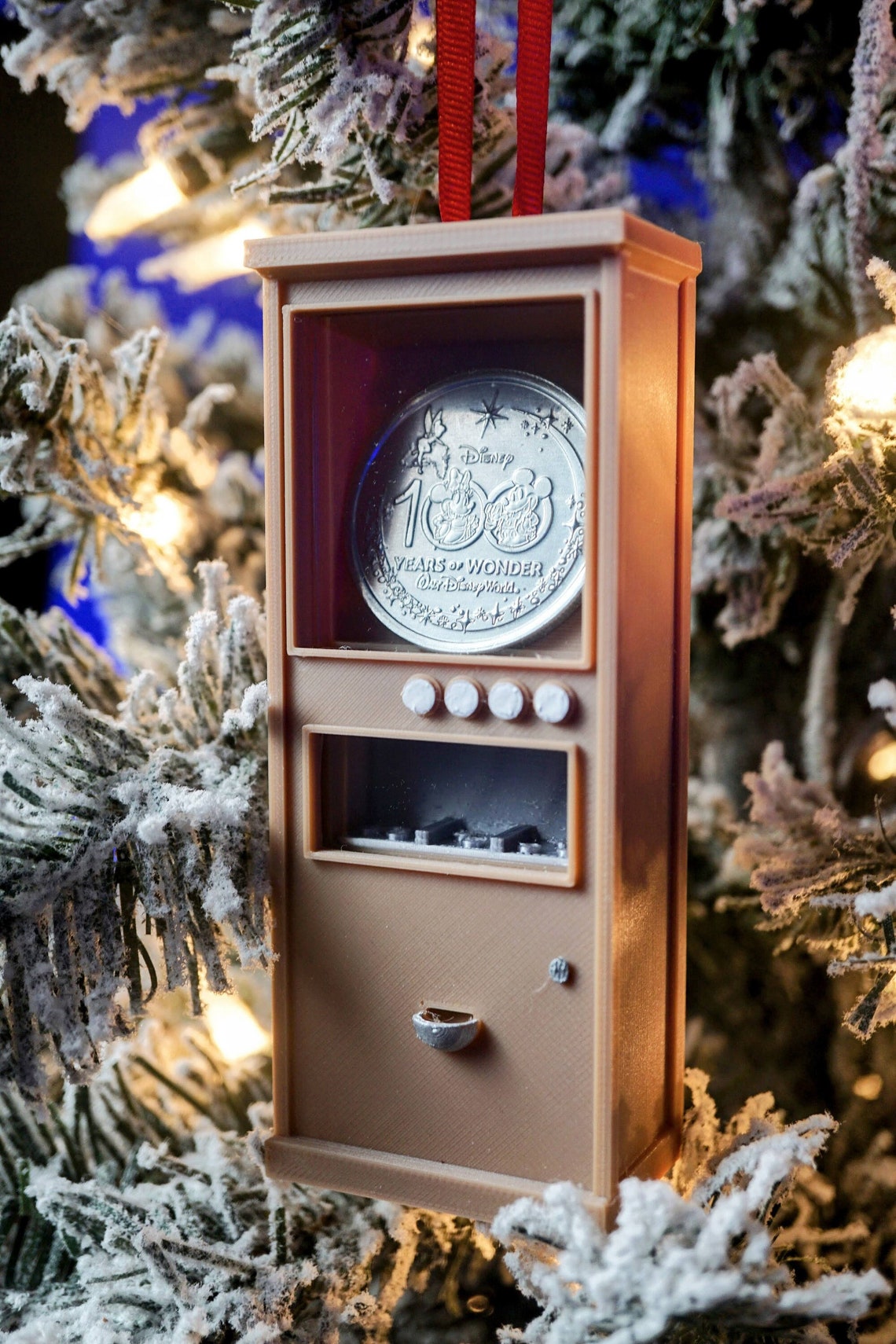 Custom Miniature 3D Printed Medallion Machine With Red Ribbon Display ...