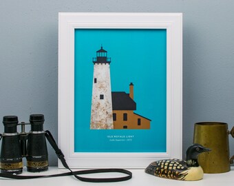 Rock Harbor Lighthouse, Isle Royale National Park - Etsy