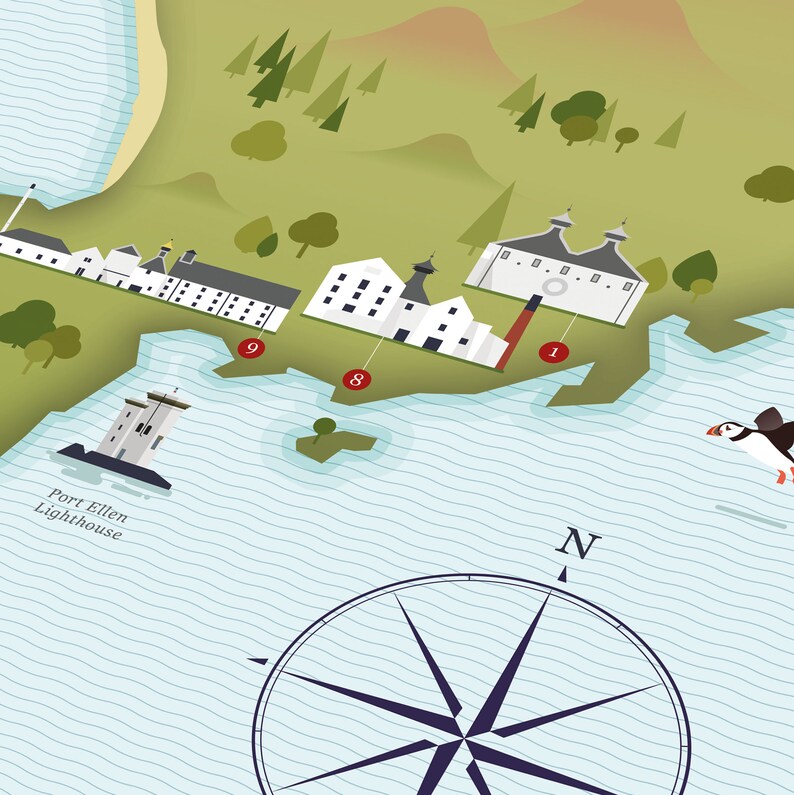 The Islay Whisky Map A3 print | Etsy
