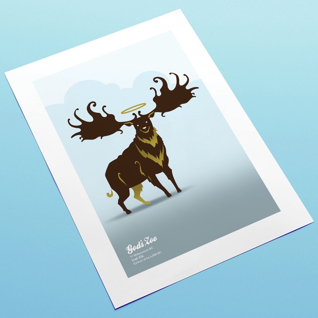 God’s Zoo: Irish Elk - A3 Art Print - Etsy