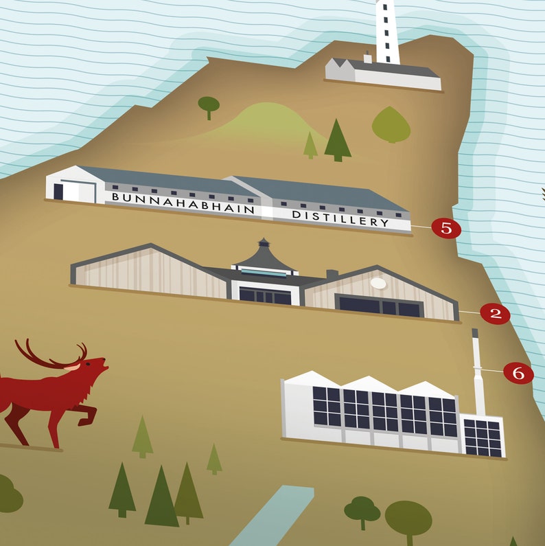 The Islay Whisky Map A3 Print | Etsy Singapore