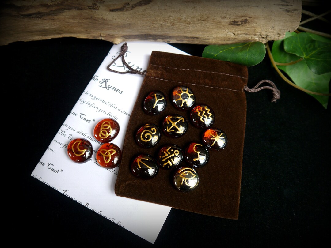 13 Witches Runes With Bag and Casting Instructions Witchcraft Tool ...
