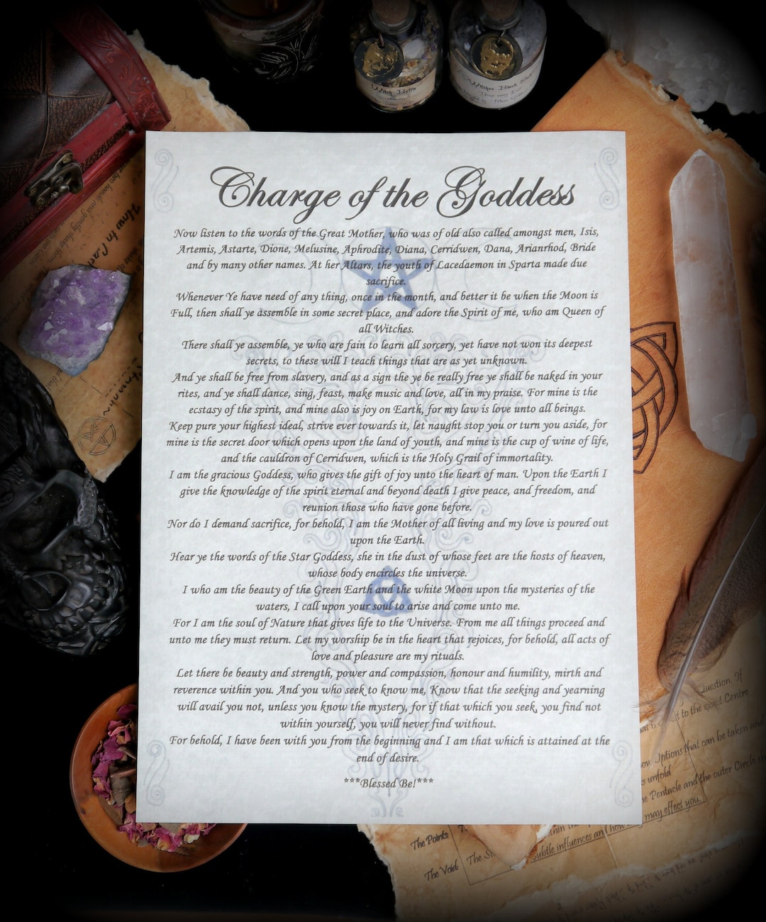 Charge of the Goddess Poem A4 Poster on Parchment Paper Wicca Witch ...