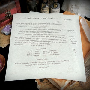 Witches Earth Element A4 Posters on Parchment Paper Pagan Wiccan Altar ...