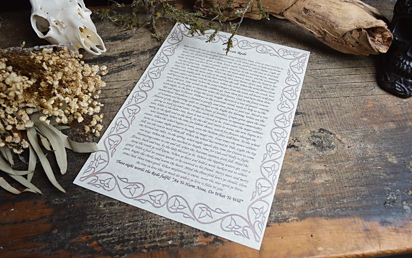 Wiccan Rede Full Version A4 Poster on Parchment Paper Pagan Gift - Etsy